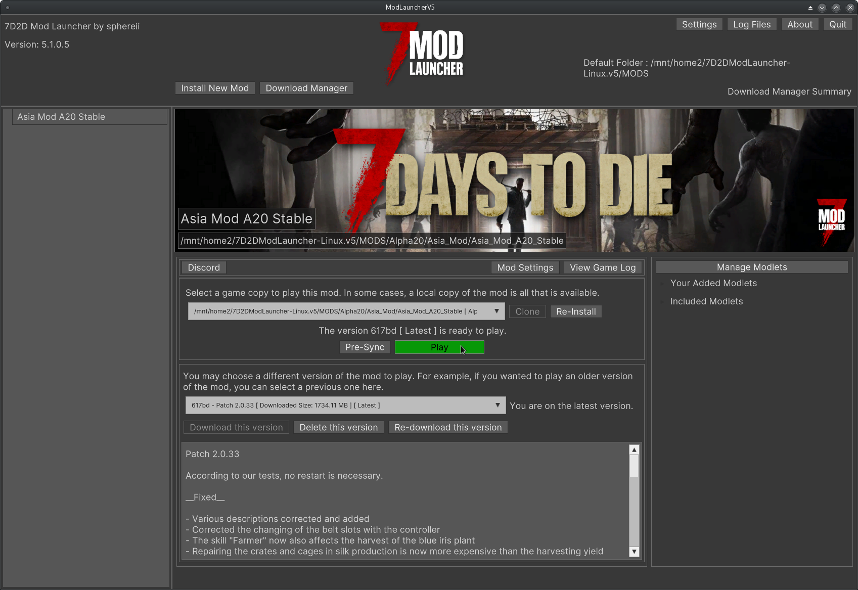 Neue Version 5 des ModLaunchers für 7 Days To Die