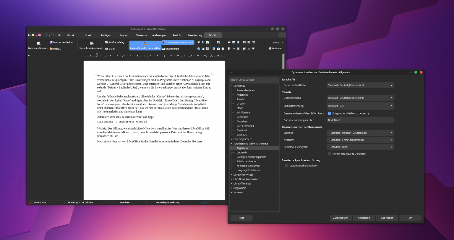 LibreOffice, Thunderbird & Firefox auf Deutsch